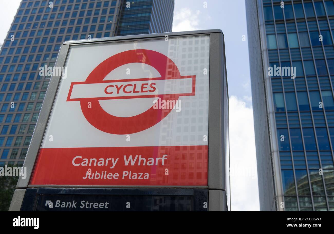 Cycle hire sign in Canary Wharf. London Stock Photo - Alamy