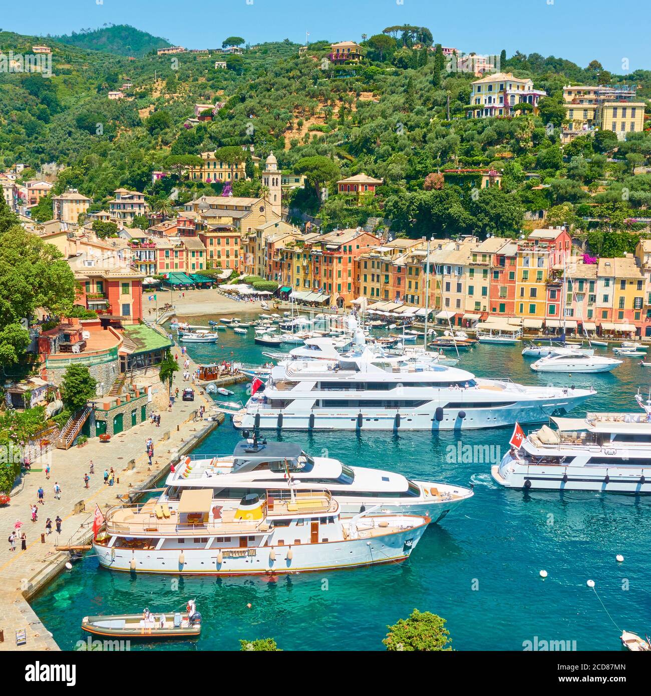 Harbour with yachts and boats in Portofino, Italian riviera, Italy ...