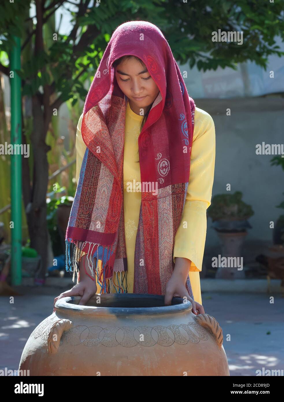 portrait, a young woman of Cham ethnic group, Ninh Thuan province ...