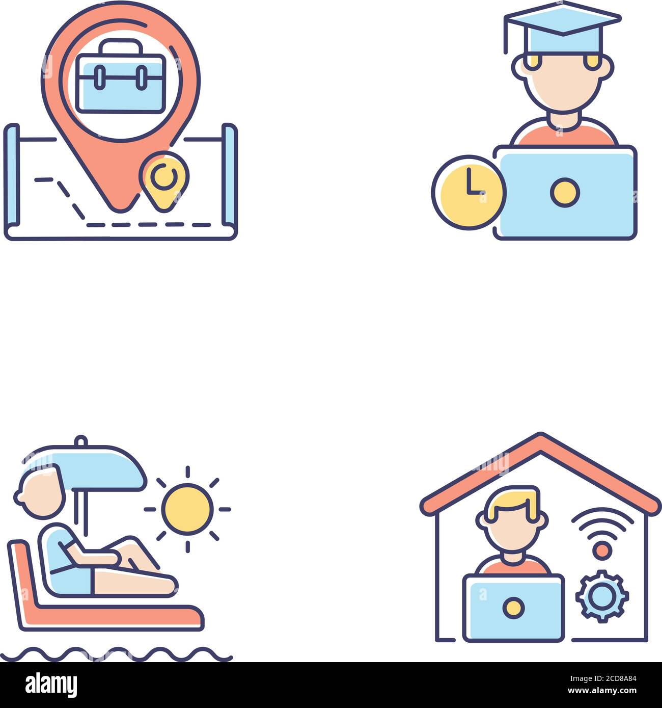 Modern work RGB color icons set Stock Vector Image & Art - Alamy