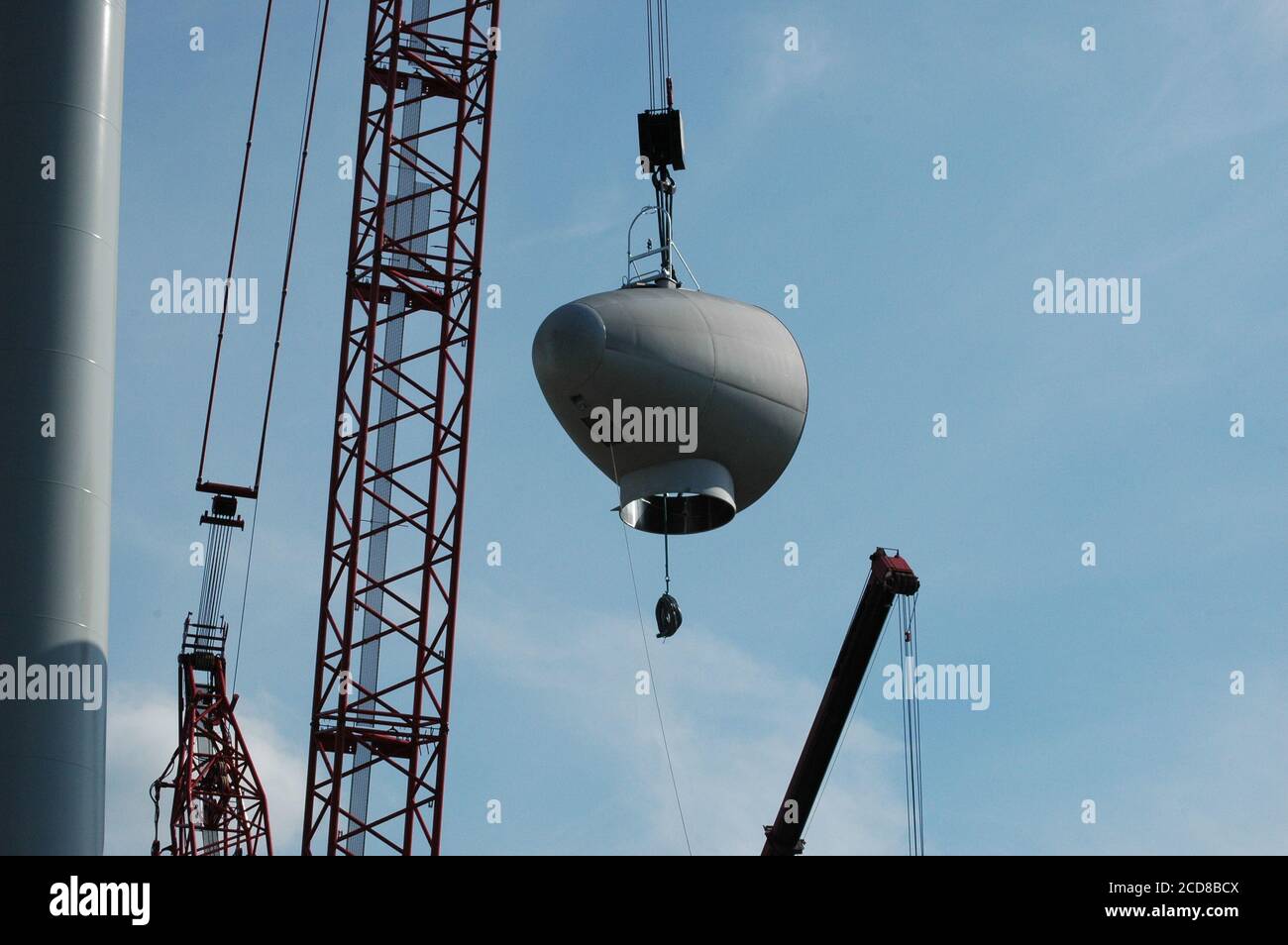 Windmill gondola is lifted upwards Stock Photo - Alamy