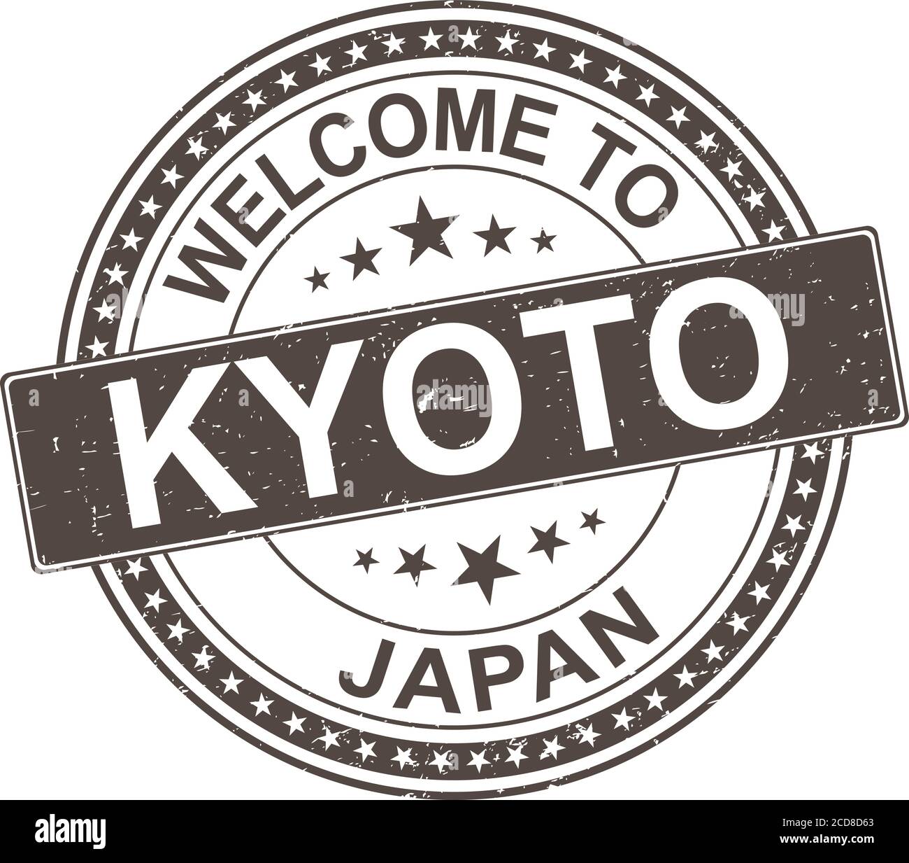 brown Welcome to Kyoto Japan Quality Original Stamp Design Vector Art ...