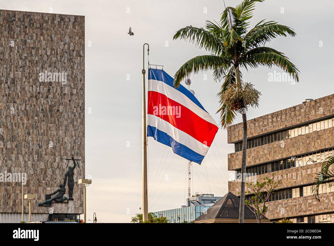 The flag of Costa Rica in San José, the capital of the country Stock ...