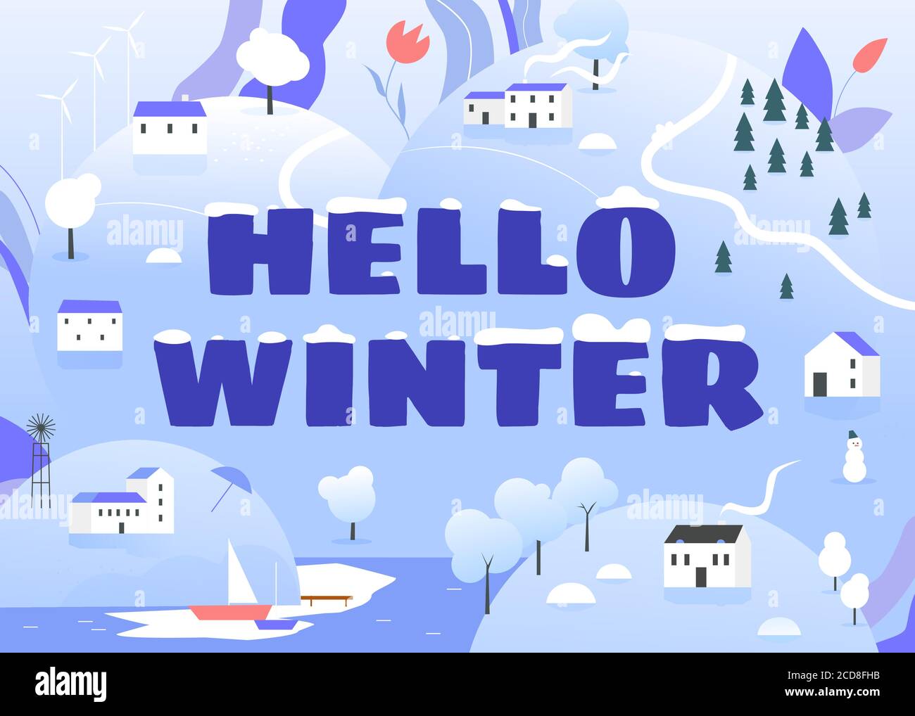 Scandinavian landscape snow Stock Vector Images - Alamy