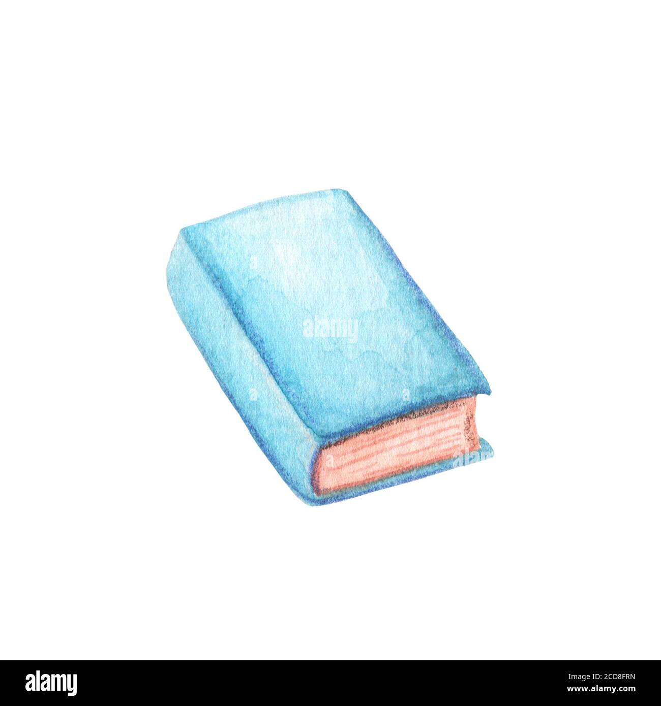 Closed book in perspective watercolor illustration on white background ...