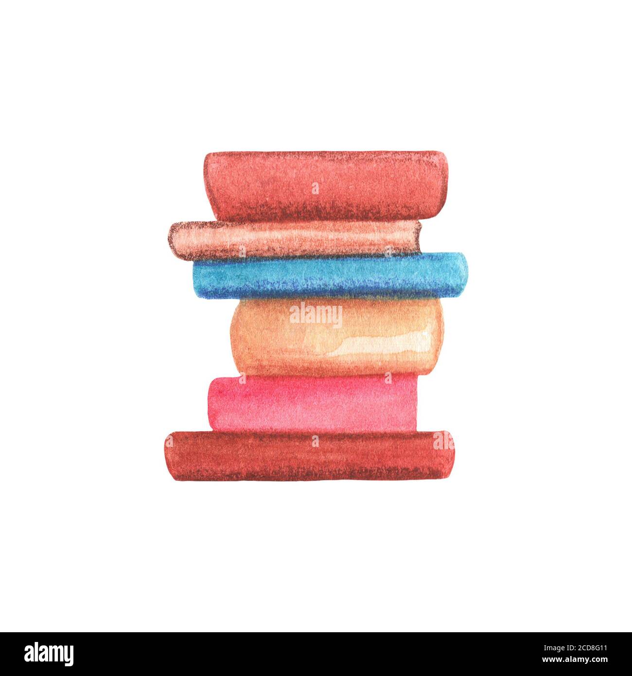 Book pile watercolor illustration on white background. Thick books for ...