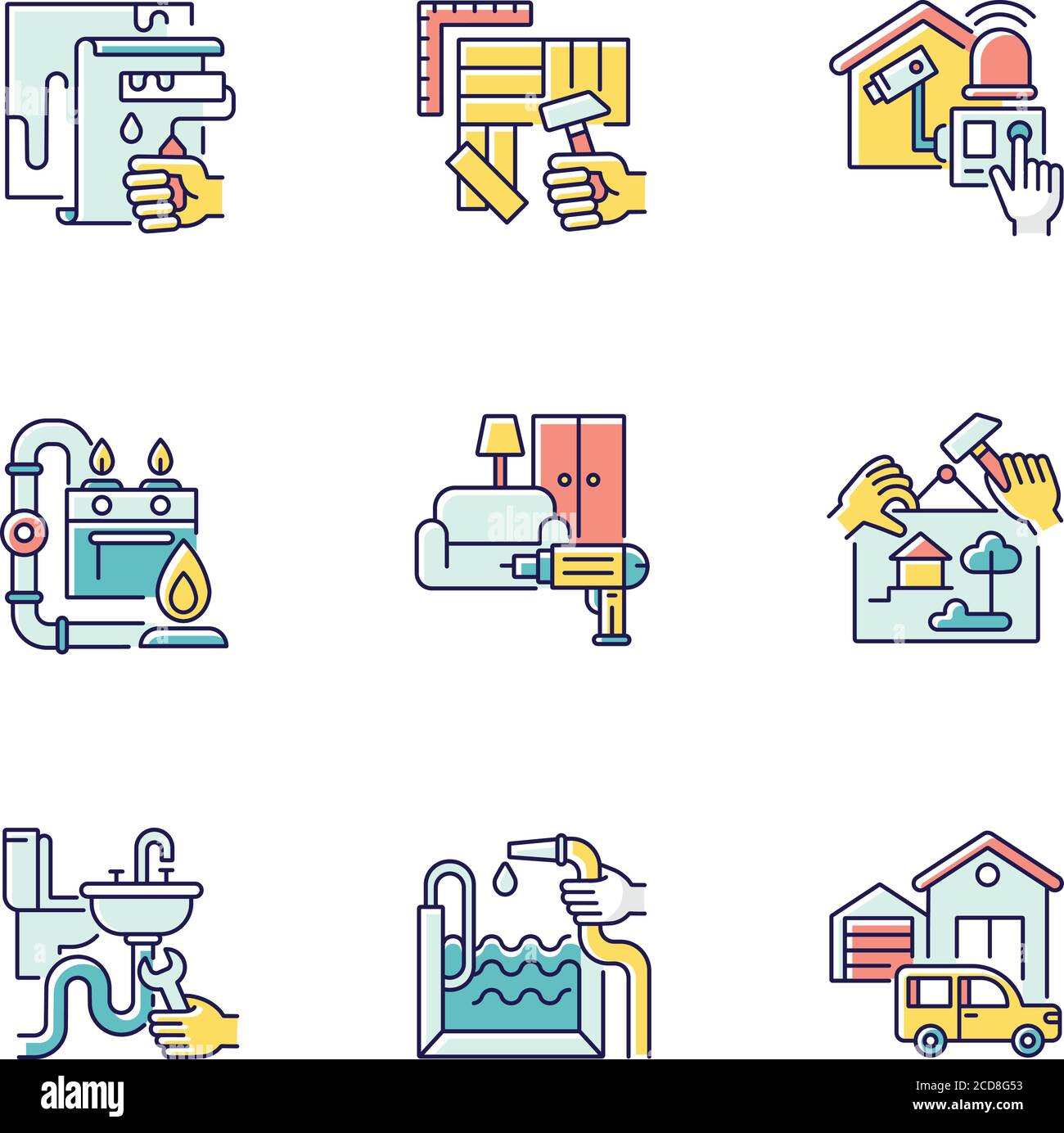 Home improvements RGB color icons set Stock Vector Image & Art - Alamy