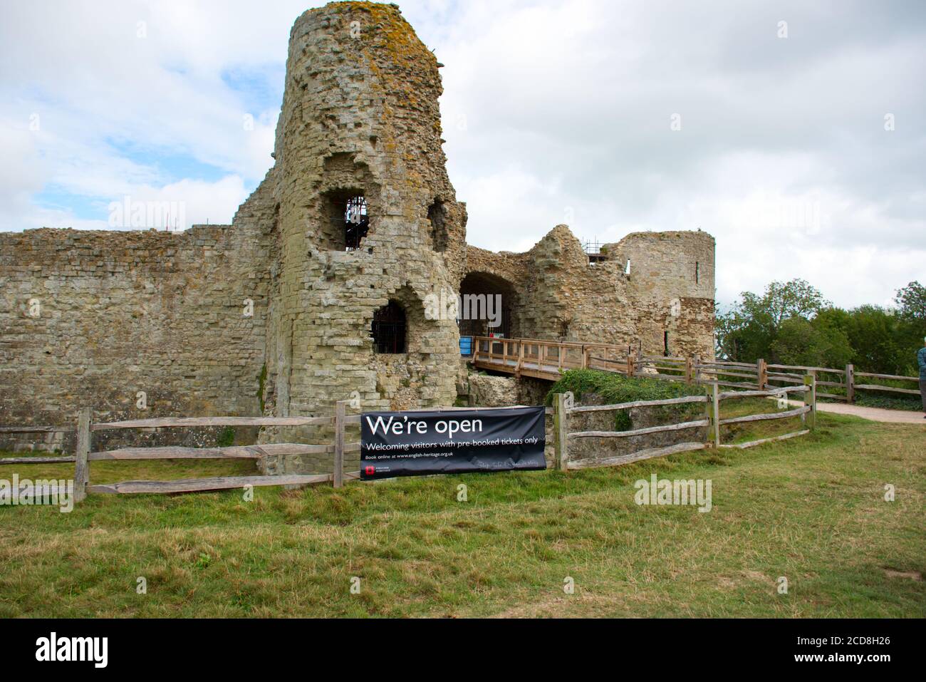 A view of Pevensey Castle, a Norman stone castle ruin built on the site ...
