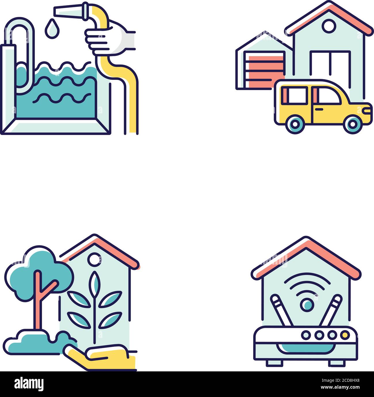 Home facilities RGB color icons set Stock Vector Image & Art - Alamy