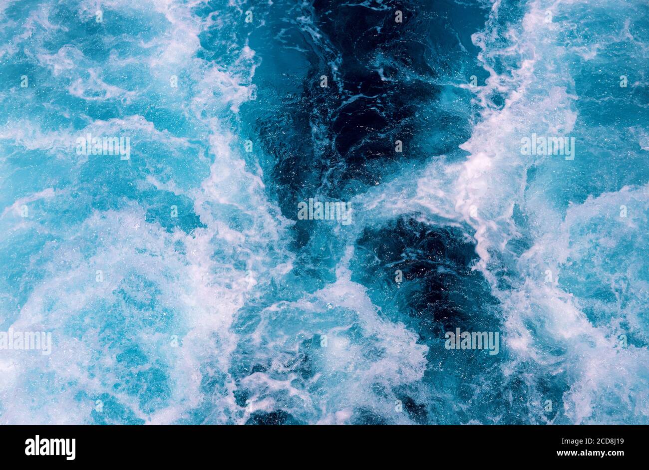 Natural sea foam after motor boat. Seascape perspective view. Maritime ...