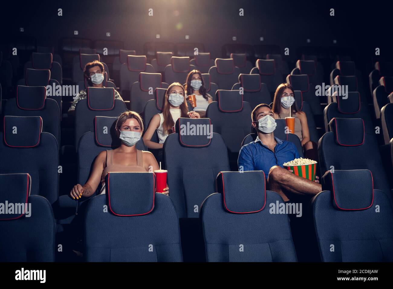 Cinema, movie theatre during quarantine. Coronavirus pandemic safety ...