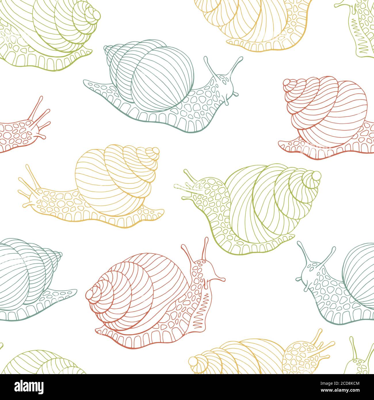 Snail escargot graphic color seamless pattern background sketch ...