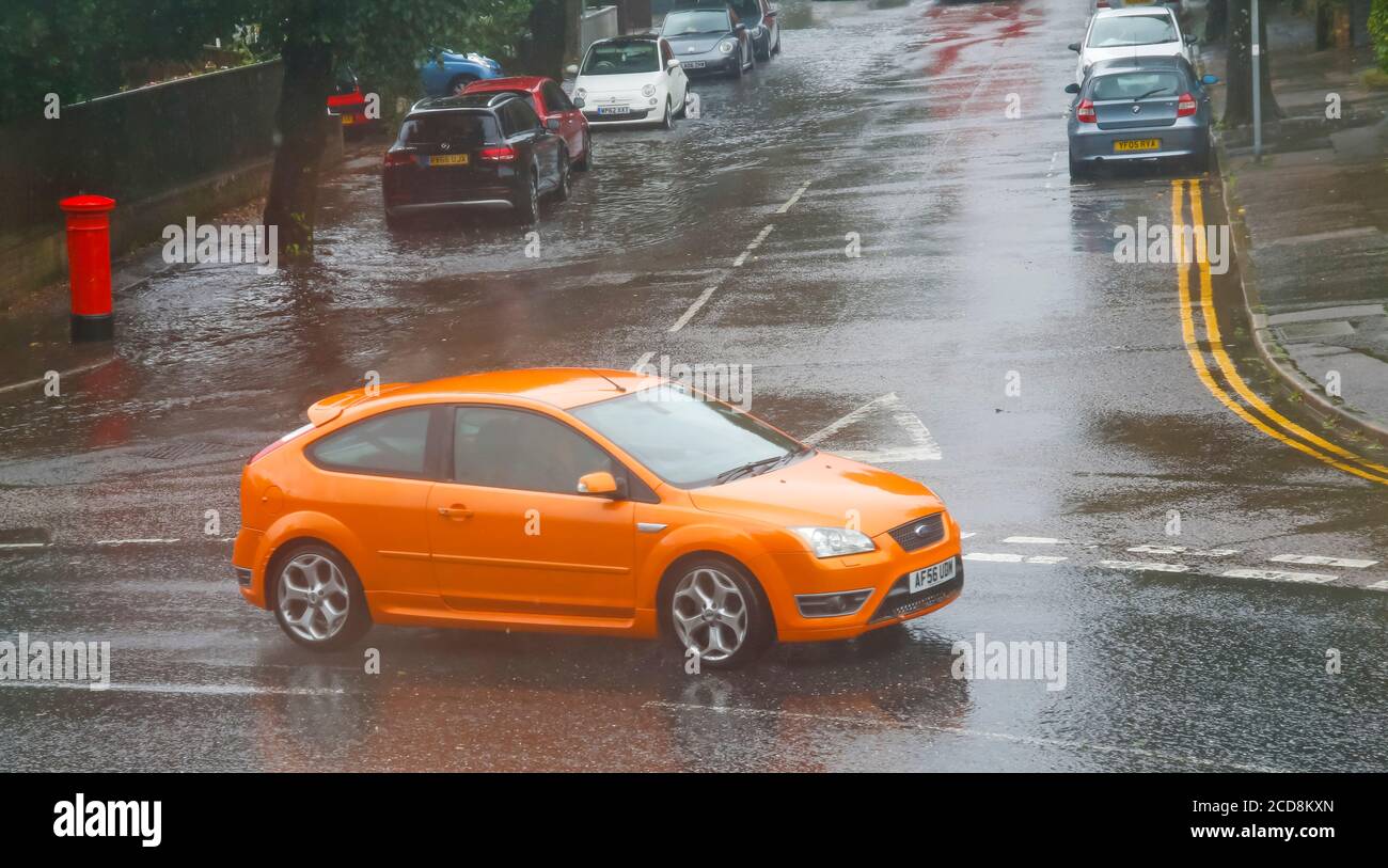 Bournemouth, Dorset UK. 27th August 2020. UK weather: torrential rain ...