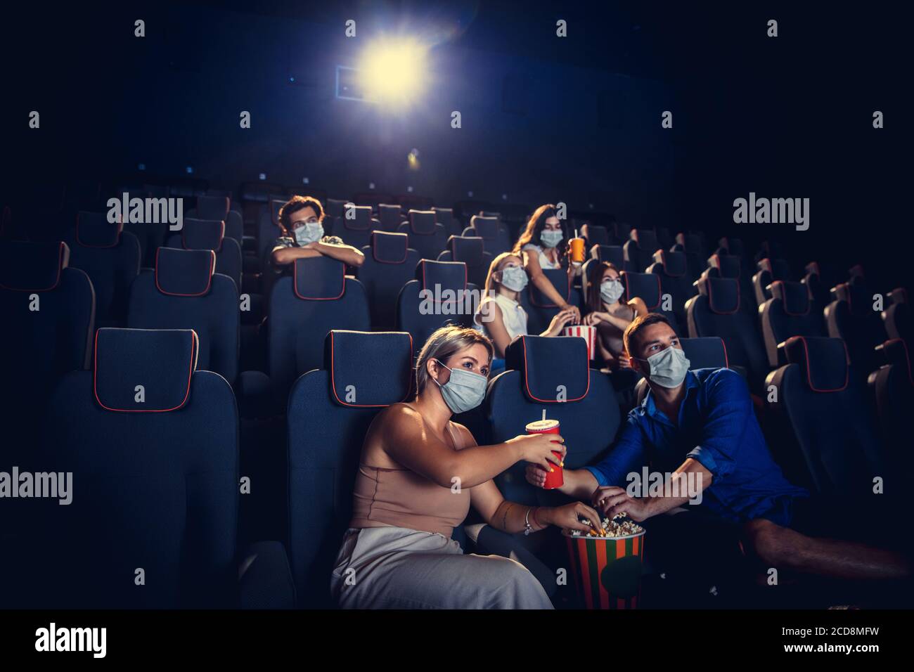 Cinema, movie theatre during quarantine. Coronavirus pandemic safety ...