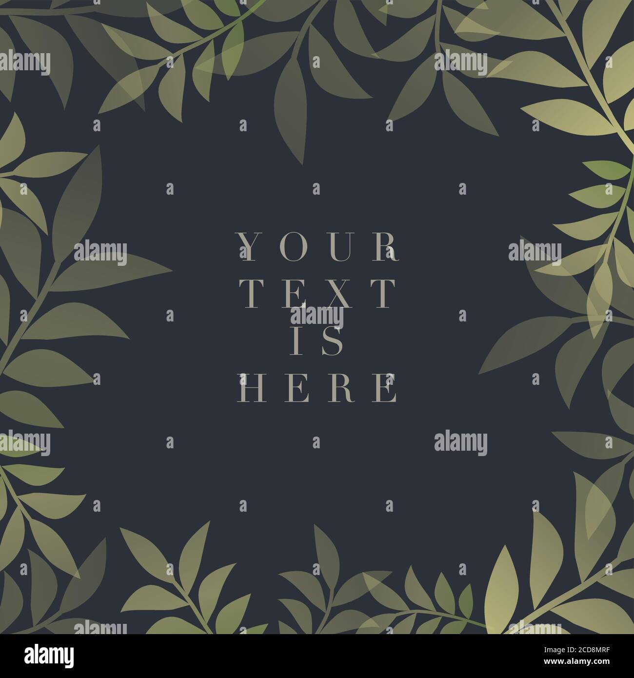 Botanical frame of delicate and stylized leaves and sample text Stock ...