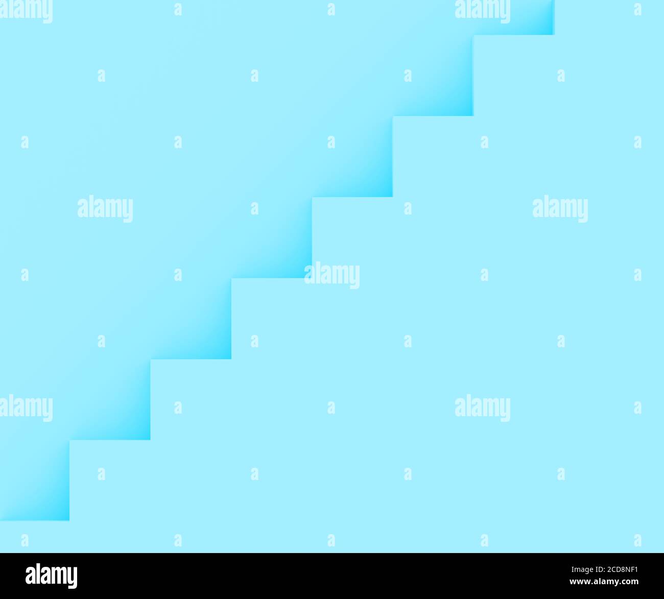 Blue straight stairs near blue wall with copyspace. Blue wall ...