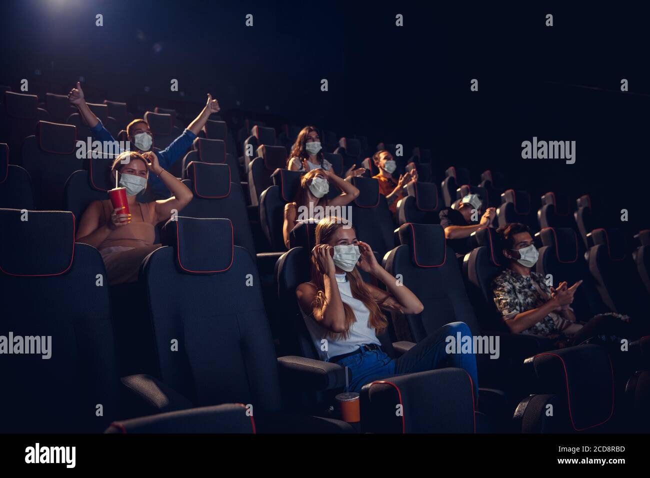 Cinema, movie theatre during quarantine. Coronavirus pandemic safety ...