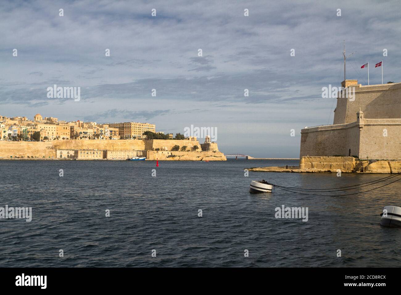 The Grand Harbour in Malta with Valletta (left) and Fort St. Angelo ...