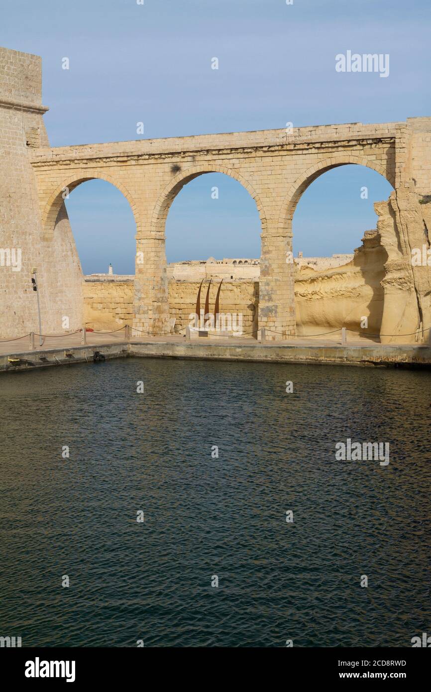 Limestone arches at Fort St. Angelo in Birgu, Malta Stock Photo - Alamy