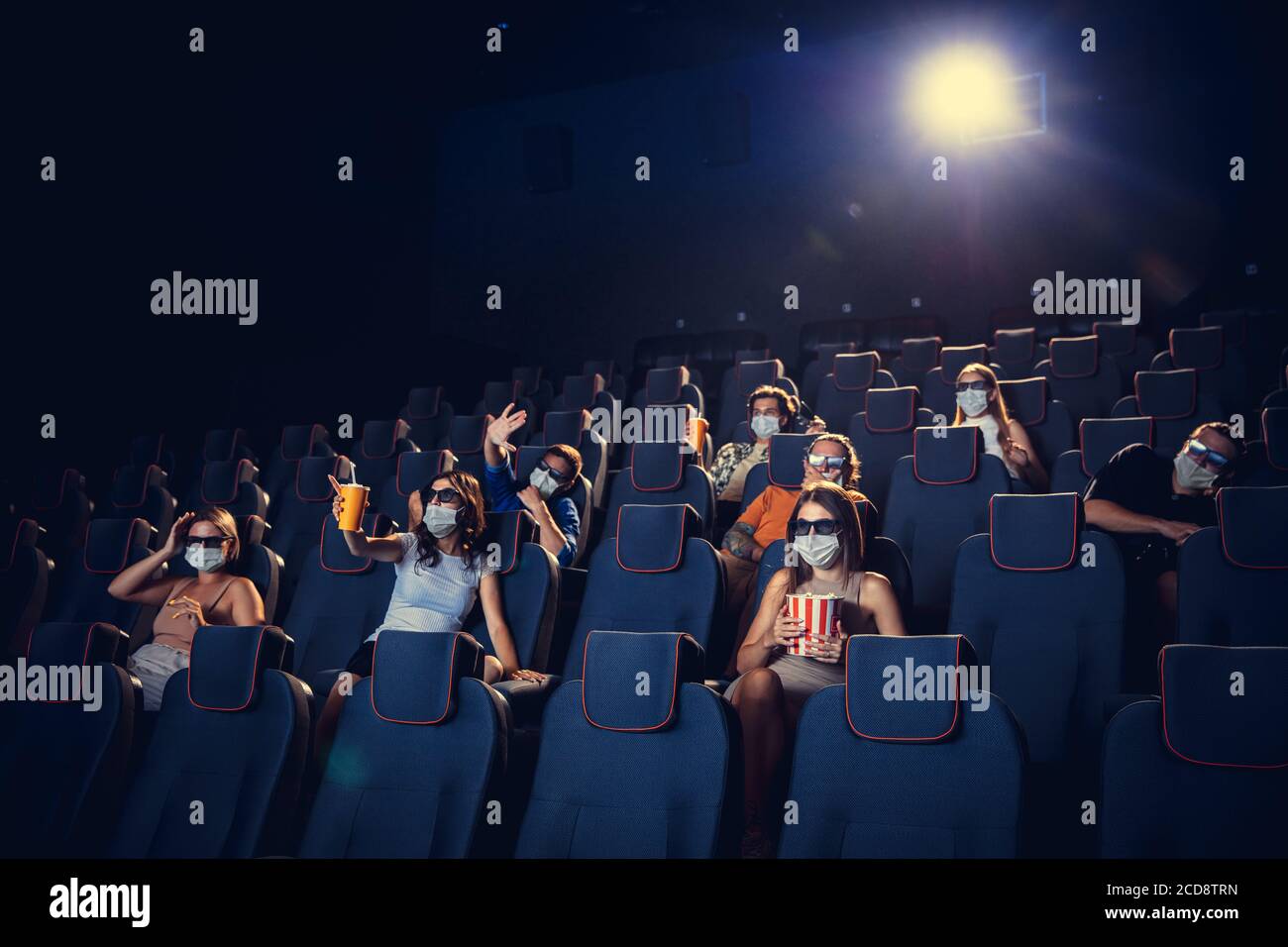 Cinema, movie theatre during quarantine. Coronavirus pandemic safety ...