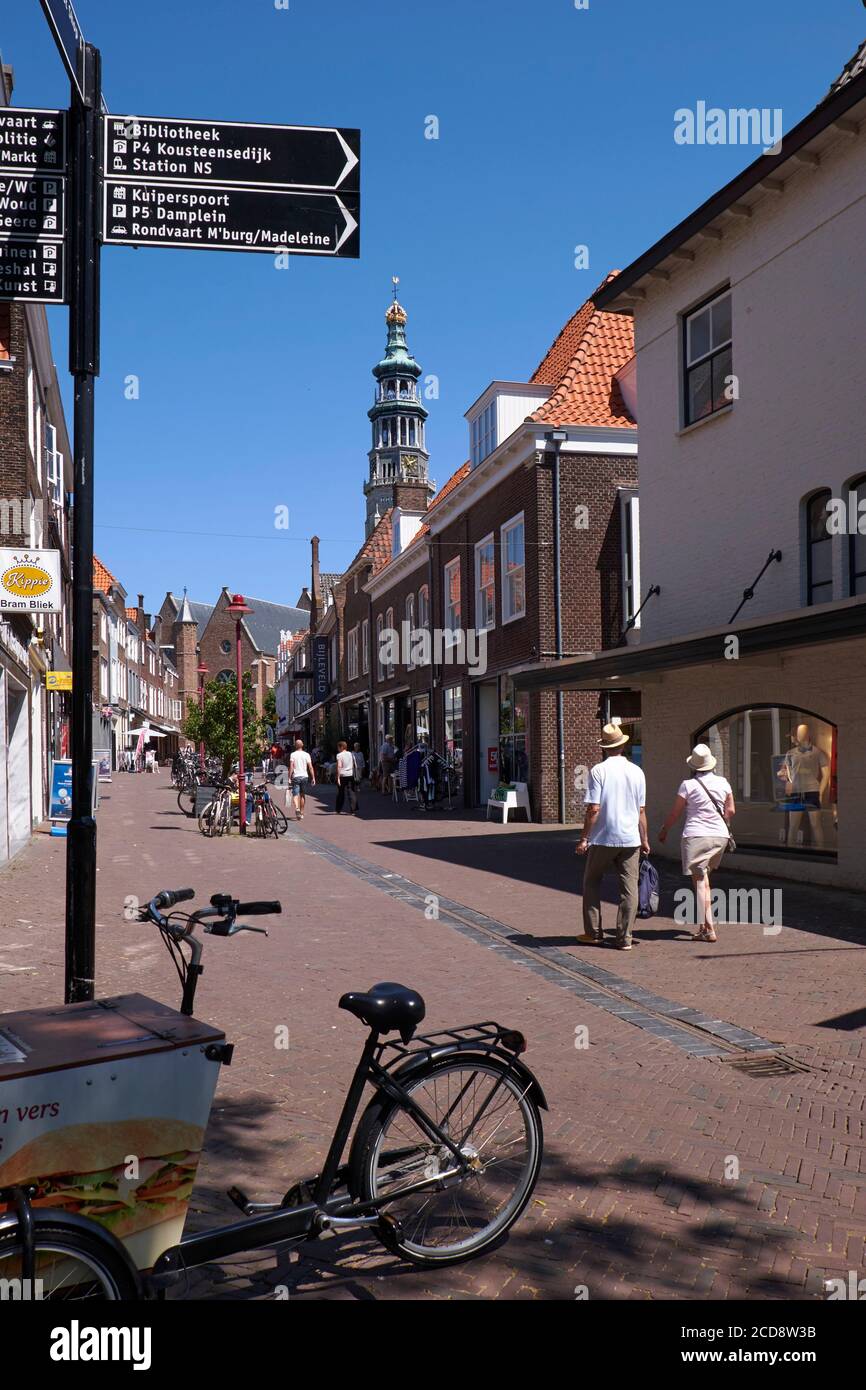 Netherlands, Zeeland province, Walcheren, Middleburg, Downtown street ...