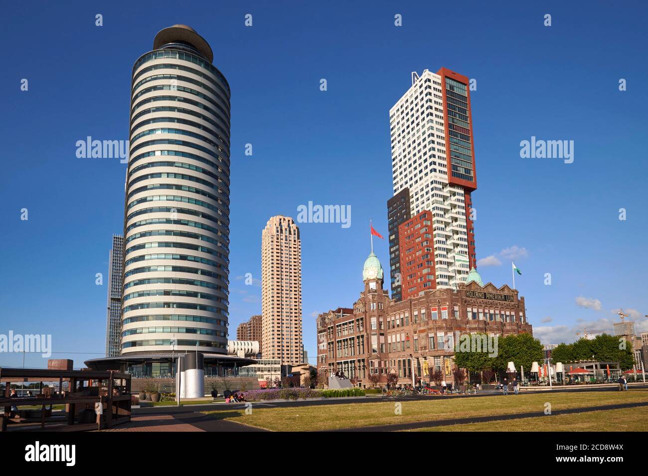 Netherlands, South Holland, Rotterdam, overlooking the Nieuwe Maas and ...