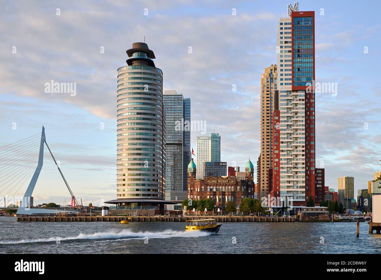Netherlands, South Holland, Rotterdam, overlooking the Nieuwe Maas and ...