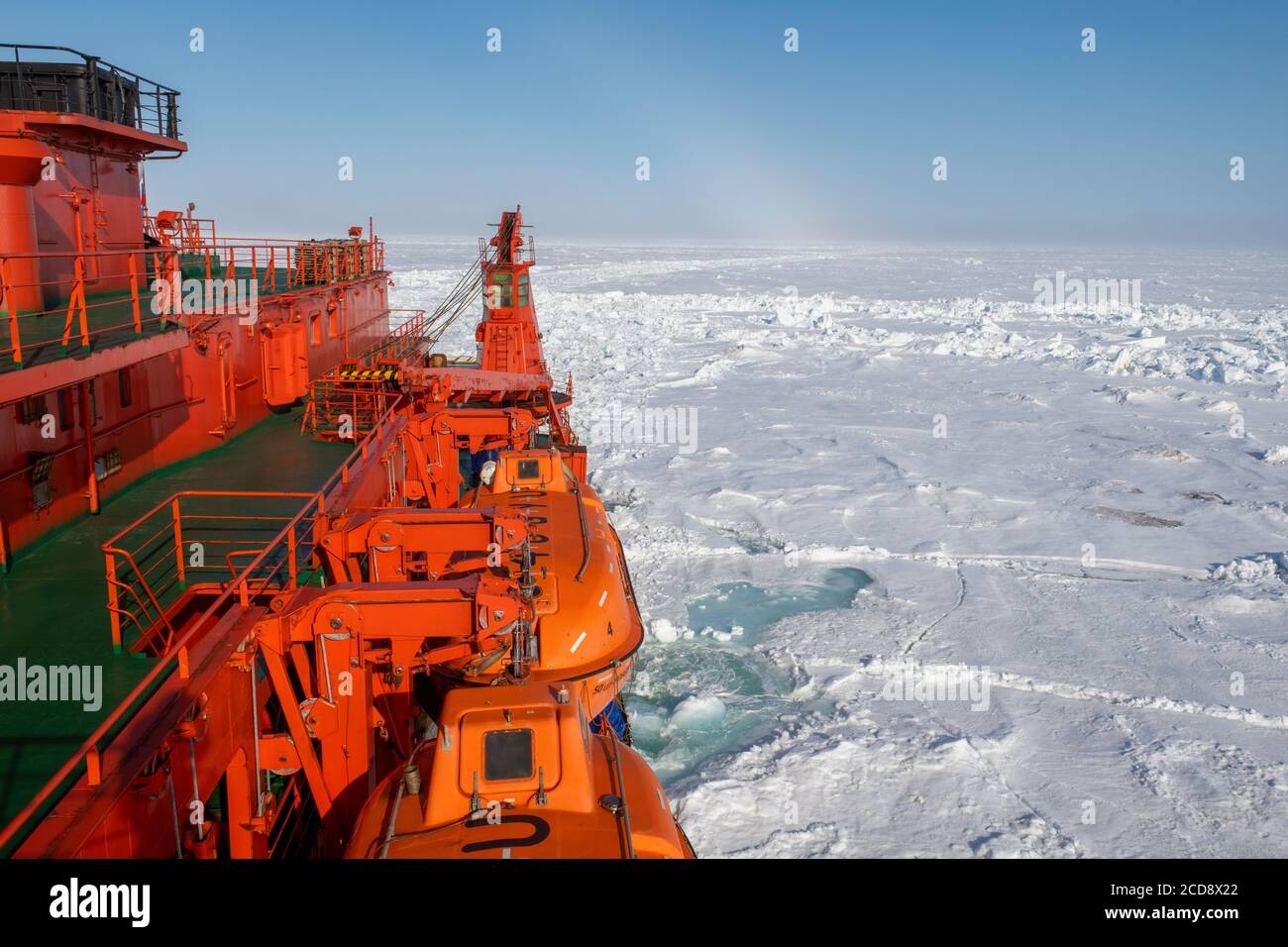 Russia. Russian nuclear icebreaker, 50 Years of Victory breaking ...