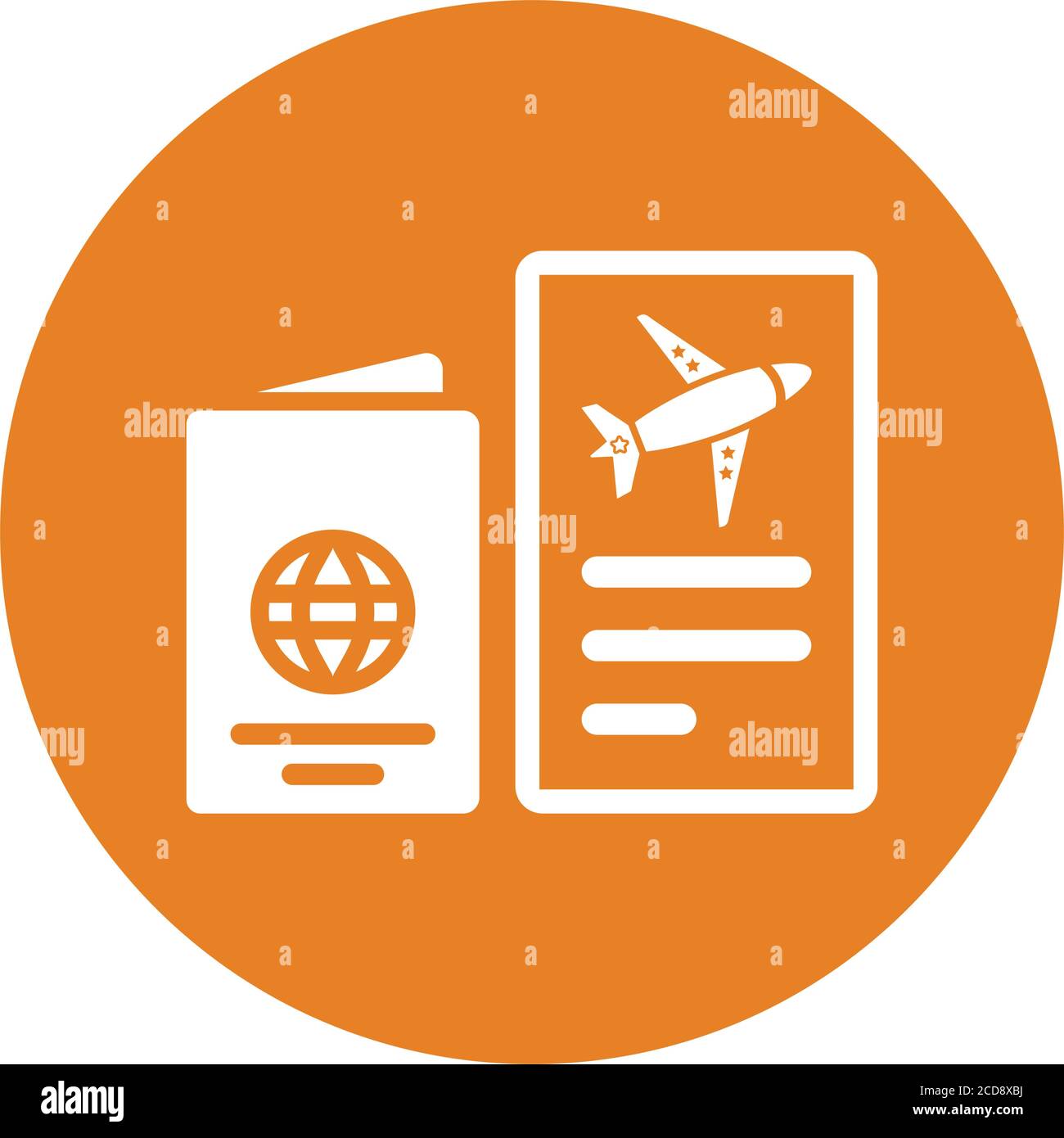 Flight, passport, air ticket icon is isolated on white background ...