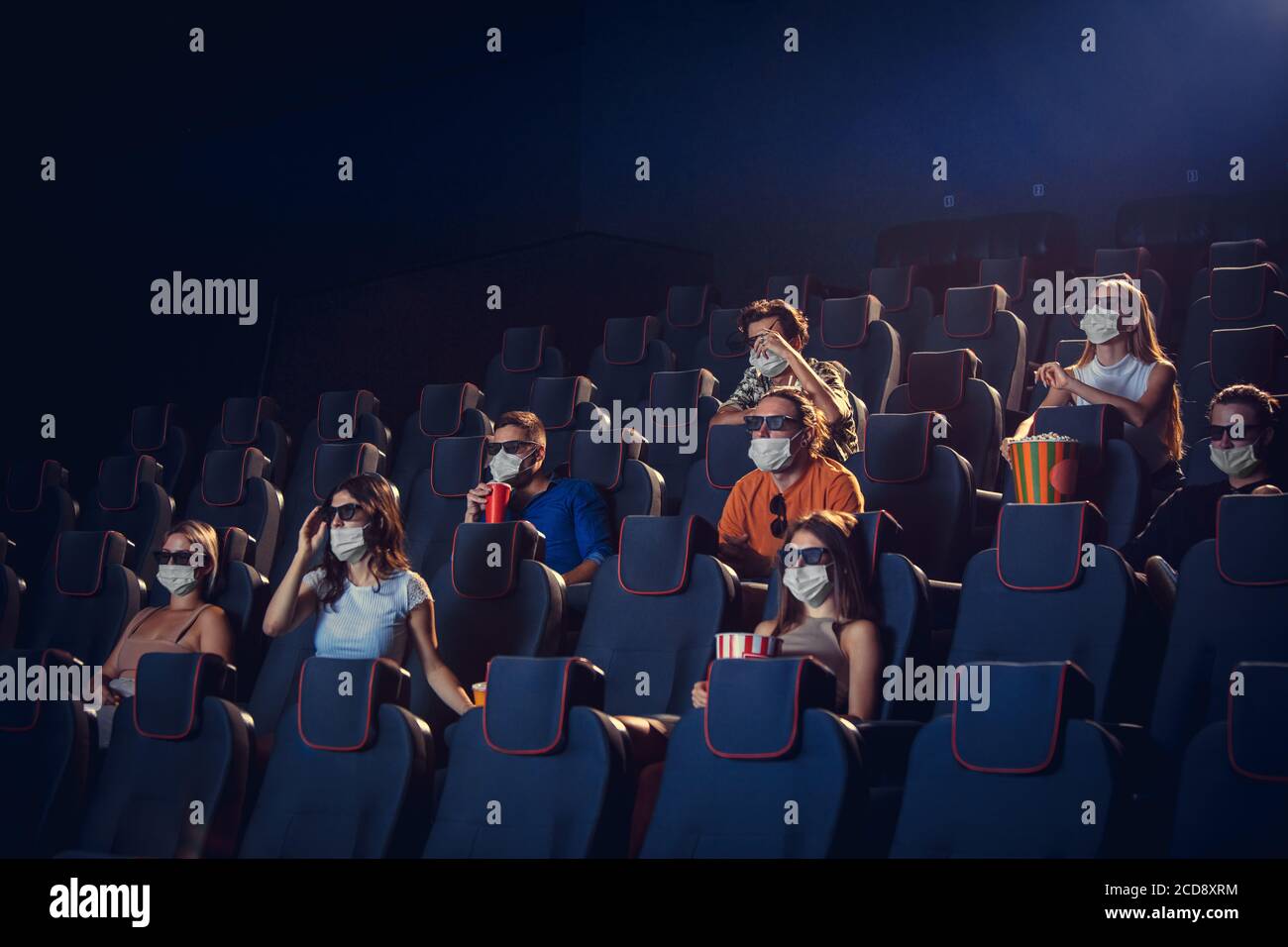 Cinema, movie theatre during quarantine. Coronavirus pandemic safety ...