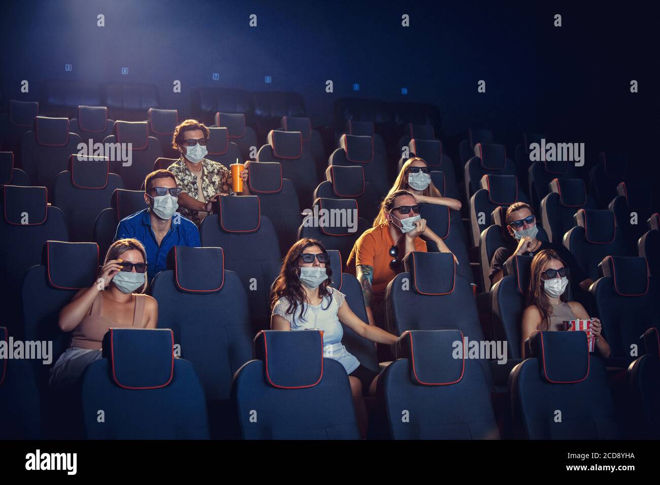 Cinema, movie theatre during quarantine. Coronavirus pandemic safety ...