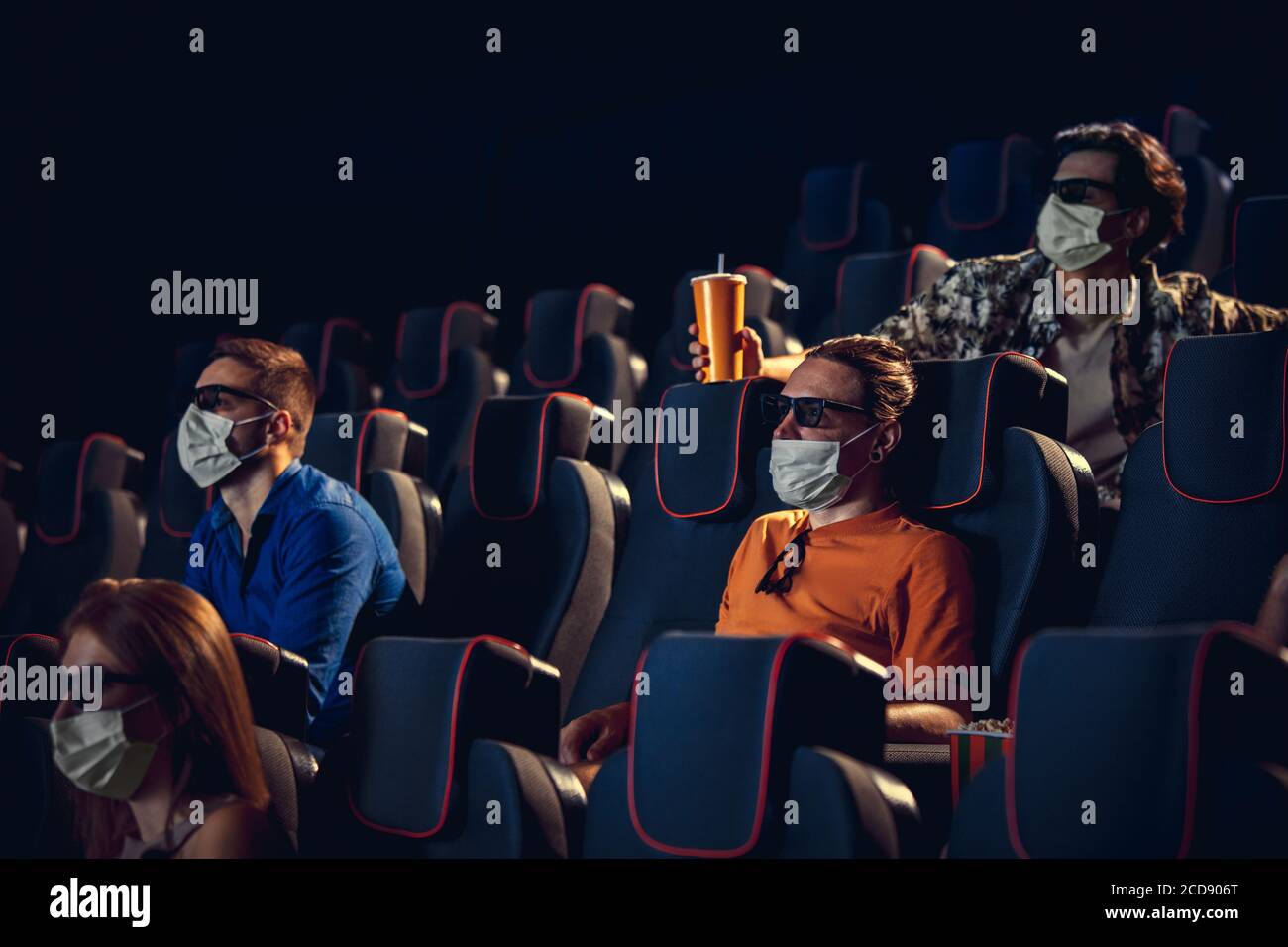 Cinema, movie theatre during quarantine. Coronavirus pandemic safety ...