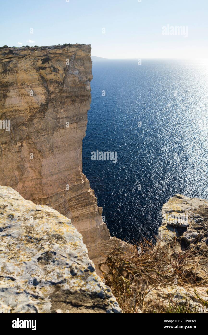 Limestone cliffs on Gozo Island, Malta Stock Photo - Alamy