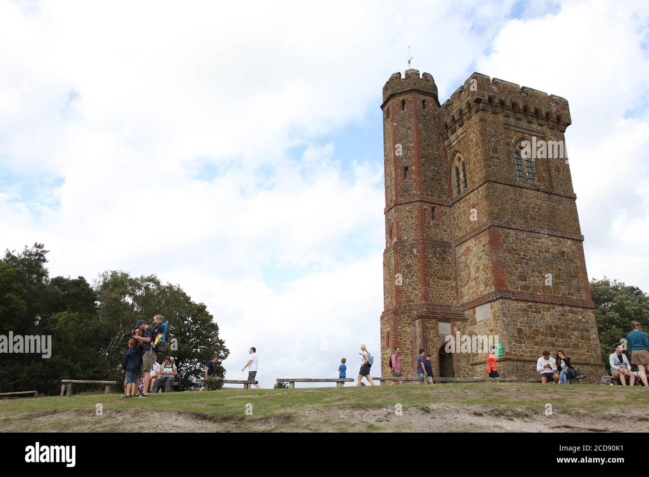 Visitors at Leith Hill Tower, Leith Hill, Surrey, England, UK, August ...