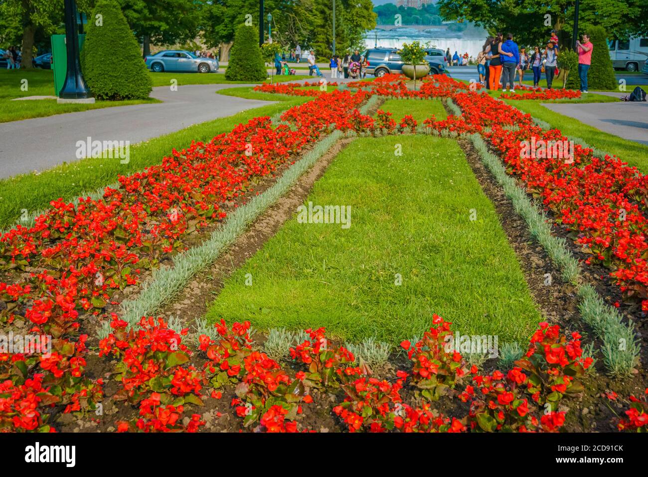 Niagara Falls, Canada, July 2015 - Bed of red flowers at Queen Victoria ...