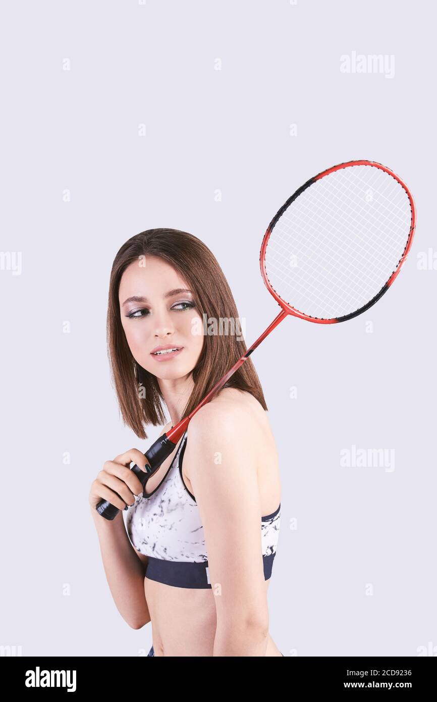 Woman in badminton court hi-res stock photography and images - Alamy