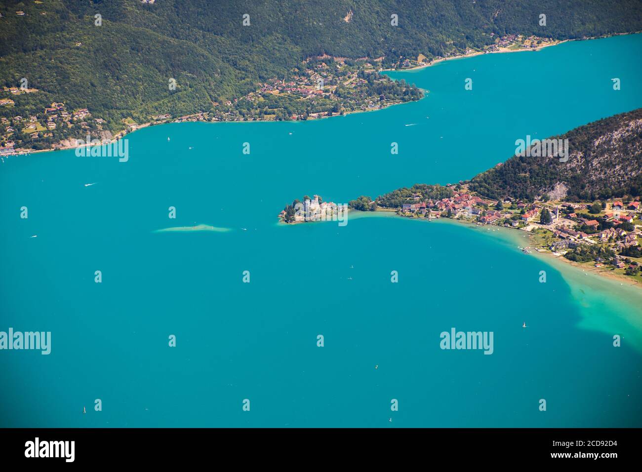 Annecy lake castle aerial view hi-res stock photography and images - Alamy