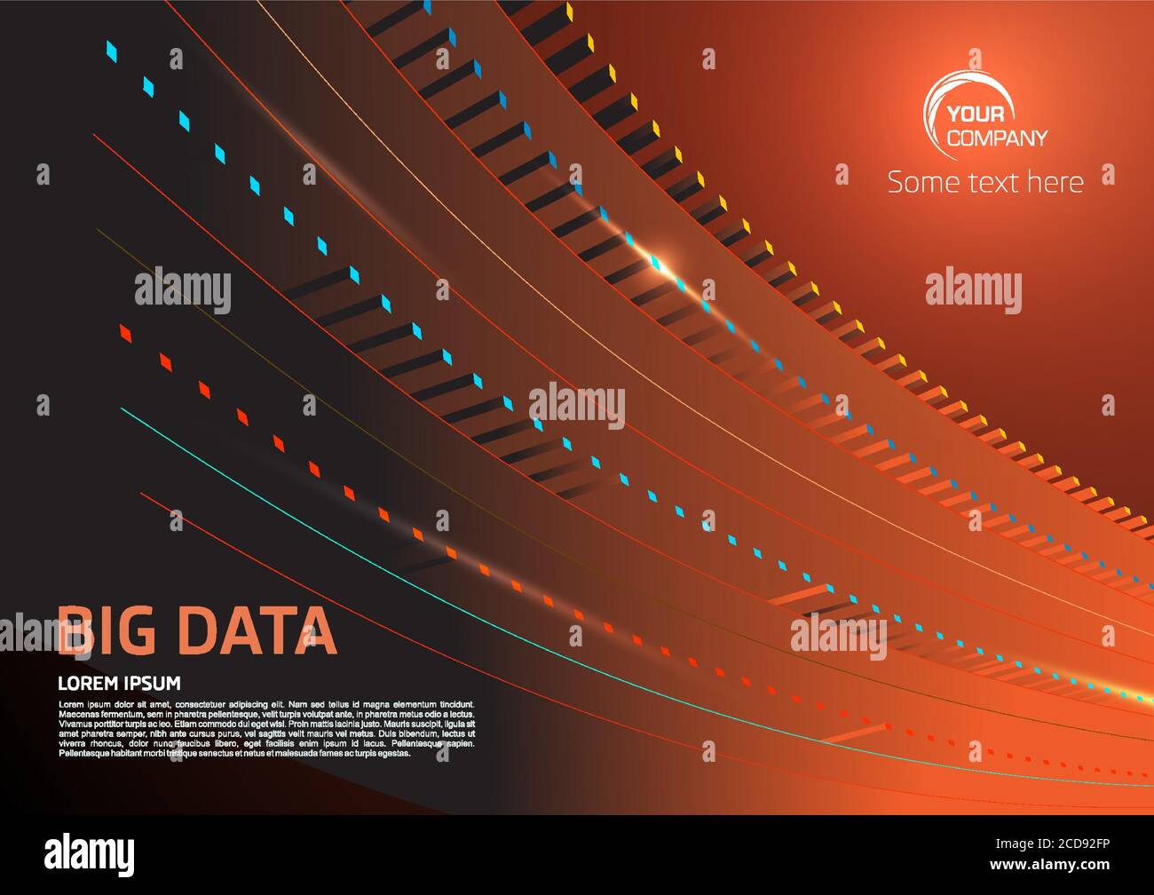 Big data abstract background. Sorting flow futuristic backdrop in red ...