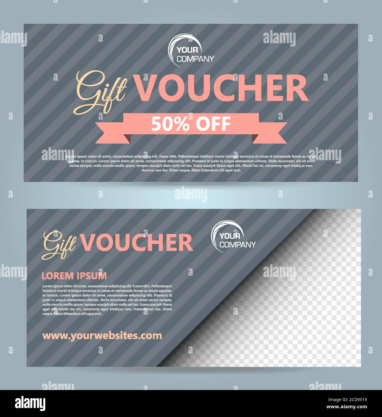 Set of two vector luxury modern gift voucher card template with ...