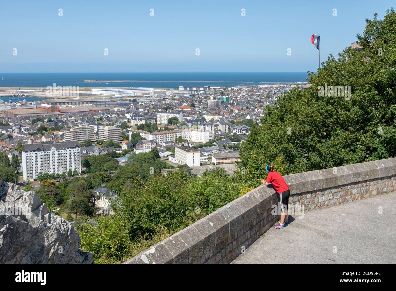 France, Manche, Cherbourg Octeville, the city from the Montagne du ...