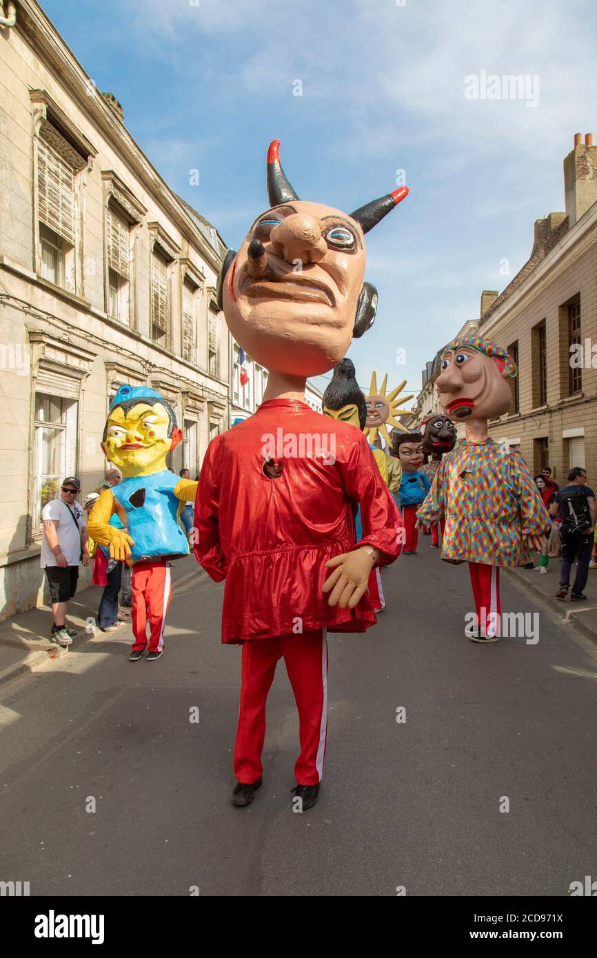 France, Nord, Cassel, spring carnival, head parade and Giant dance ...