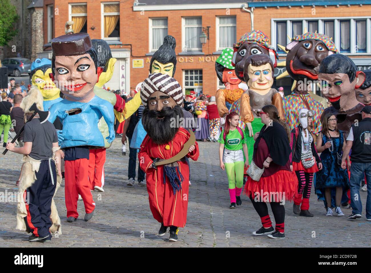 France, Nord, Cassel, spring carnival, head parade and Giant dance ...
