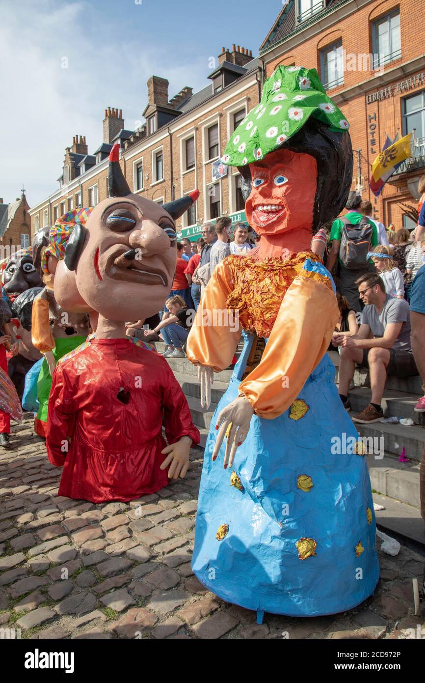 France, Nord, Cassel, spring carnival, head parade and Giant dance ...