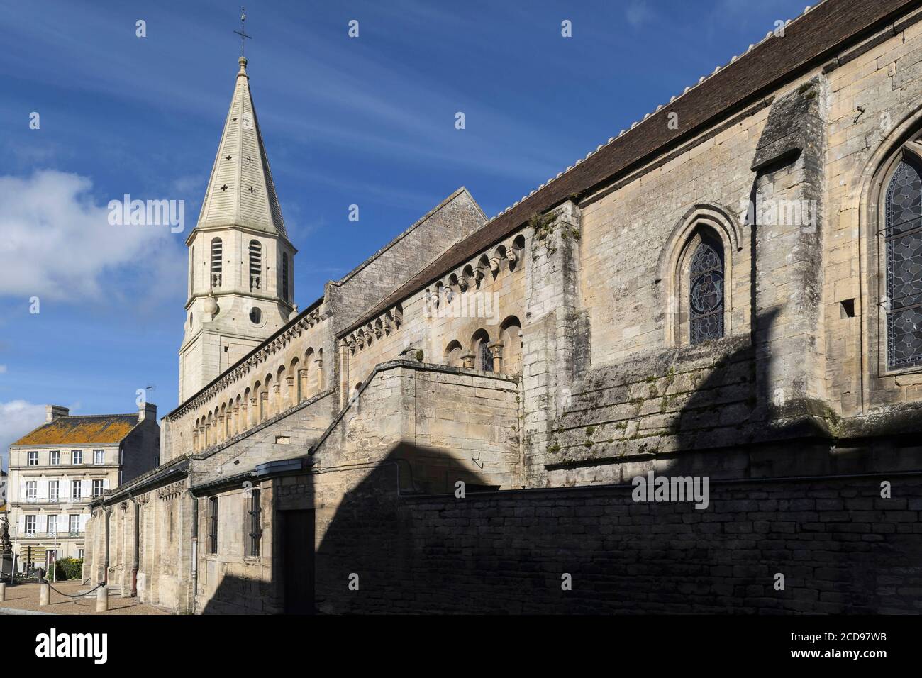 France, Calvados, Valley of the Seullez, Creully, church Stock Photo ...