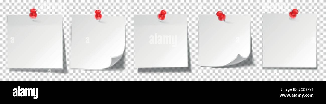 Realistic blank sticky notes isolated on white background. White sheets ...