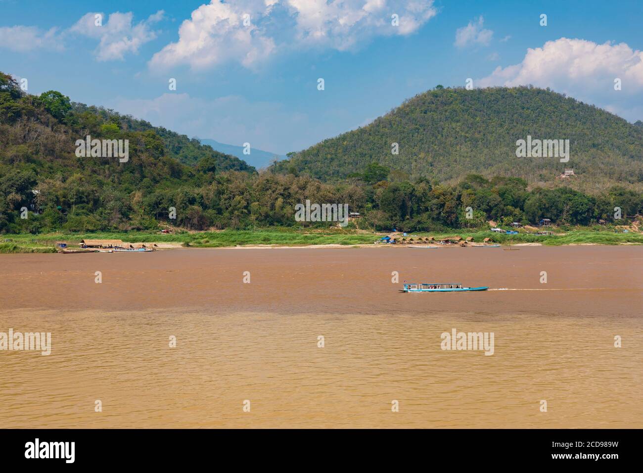 Laos Luang Prabang Confluence Mekong River Et Nam Khan River Stock
