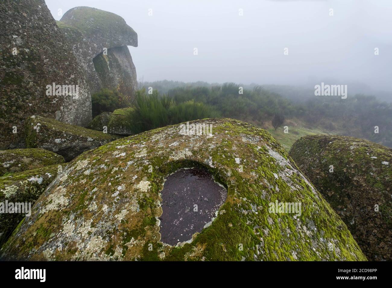 Portugal, Braga, Fafe, atmospheric rocks on the heath Stock Photo - Alamy