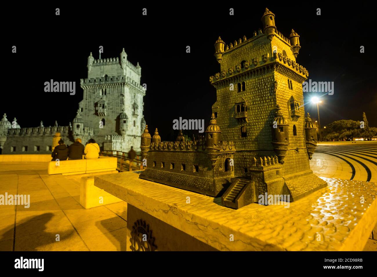 Portugal, Lisbonne, Belem Tower and its bronze model Stock Photo - Alamy
