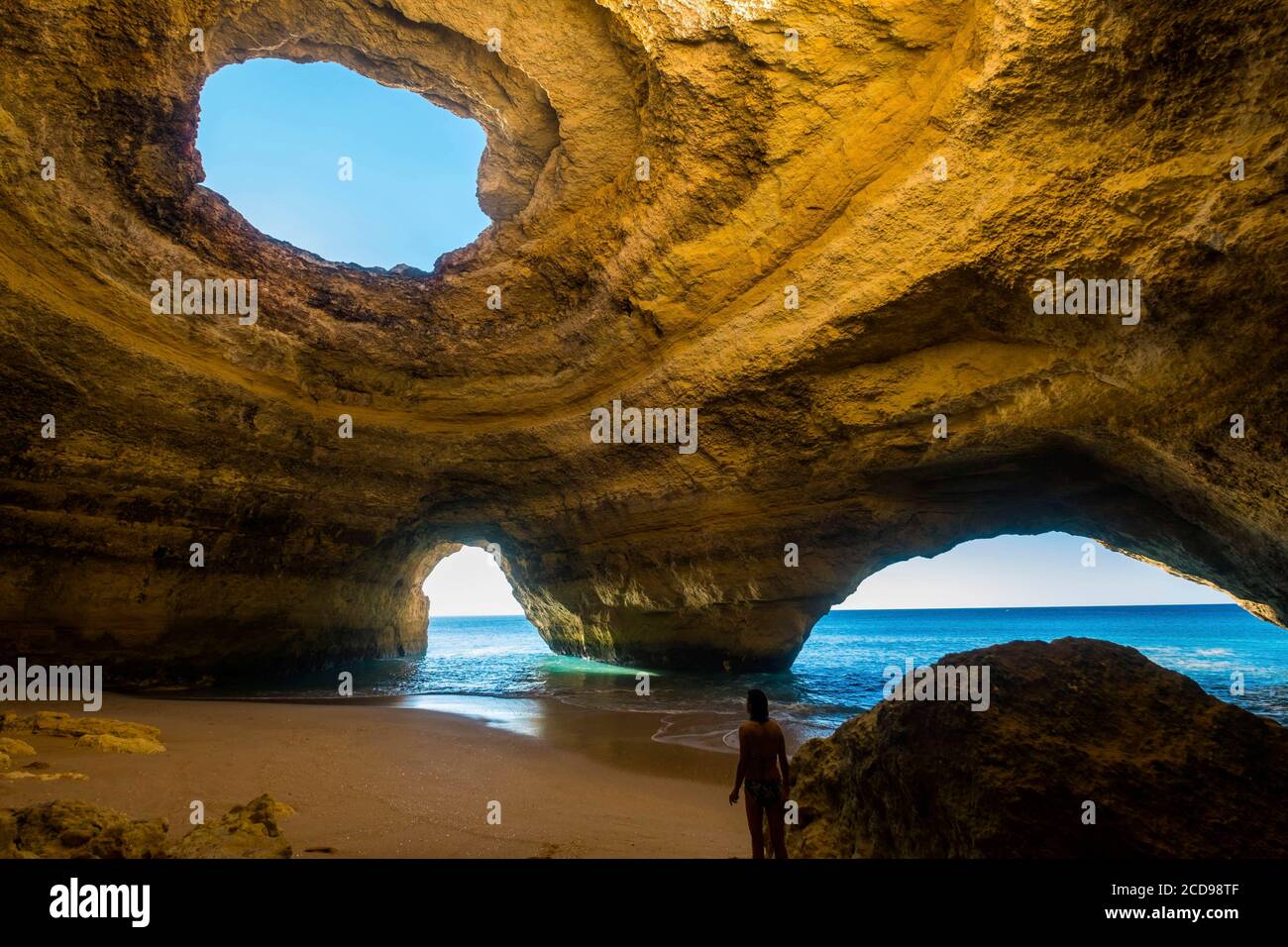 Portugal, Algarve, Benagil, marine cave shaped as a seashell Stock ...