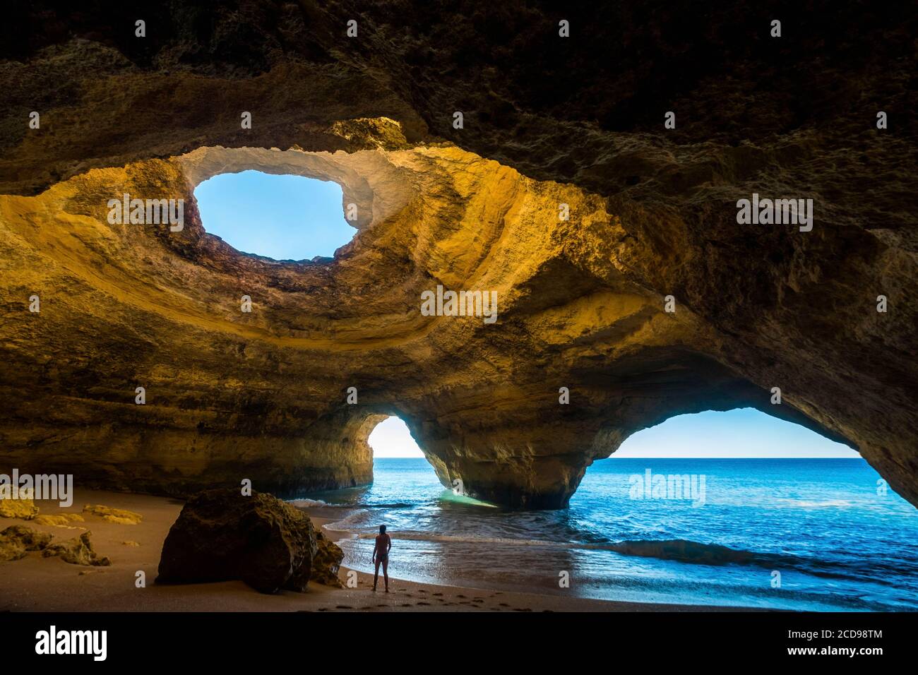 Portugal, Algarve, Benagil, marine cave shaped as a seashell Stock ...